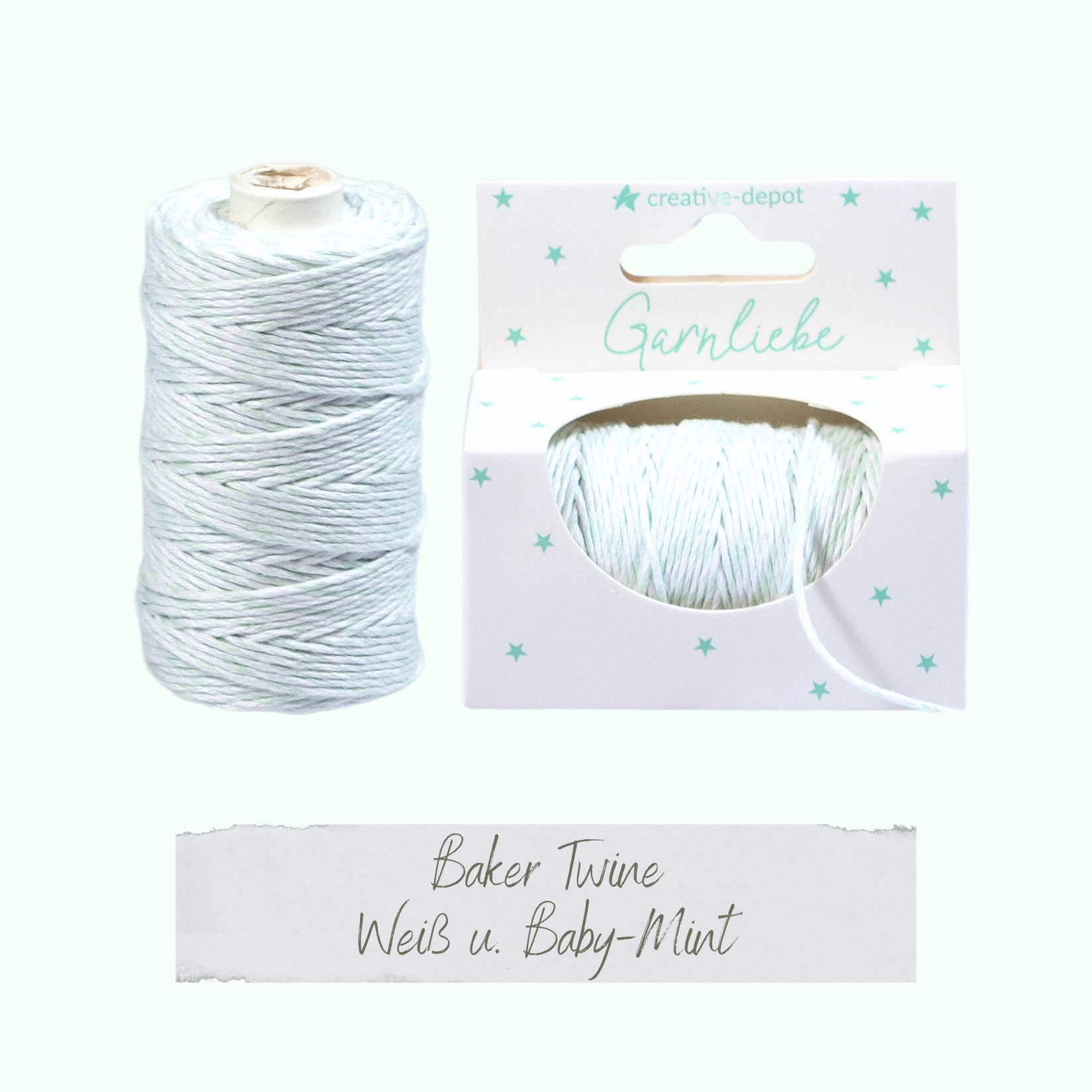 Baker Twine - Weiß & Baby-Mint - Garnliebe